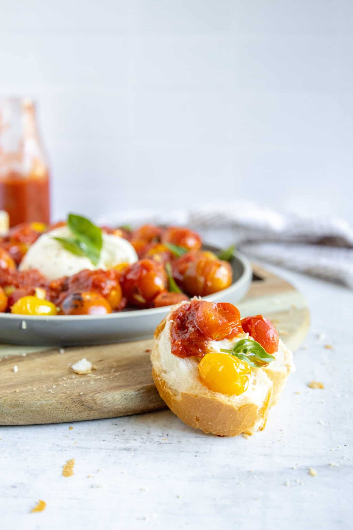 Roasted Tomatoes & Burrata Appetizer - Cream Cheese + Lemon Squeeze