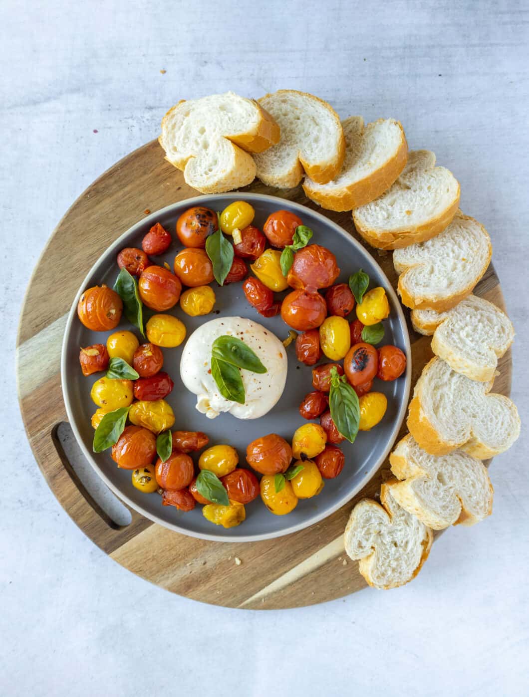 Roasted Tomatoes & Burrata Appetizer - Cream Cheese + Lemon Squeeze