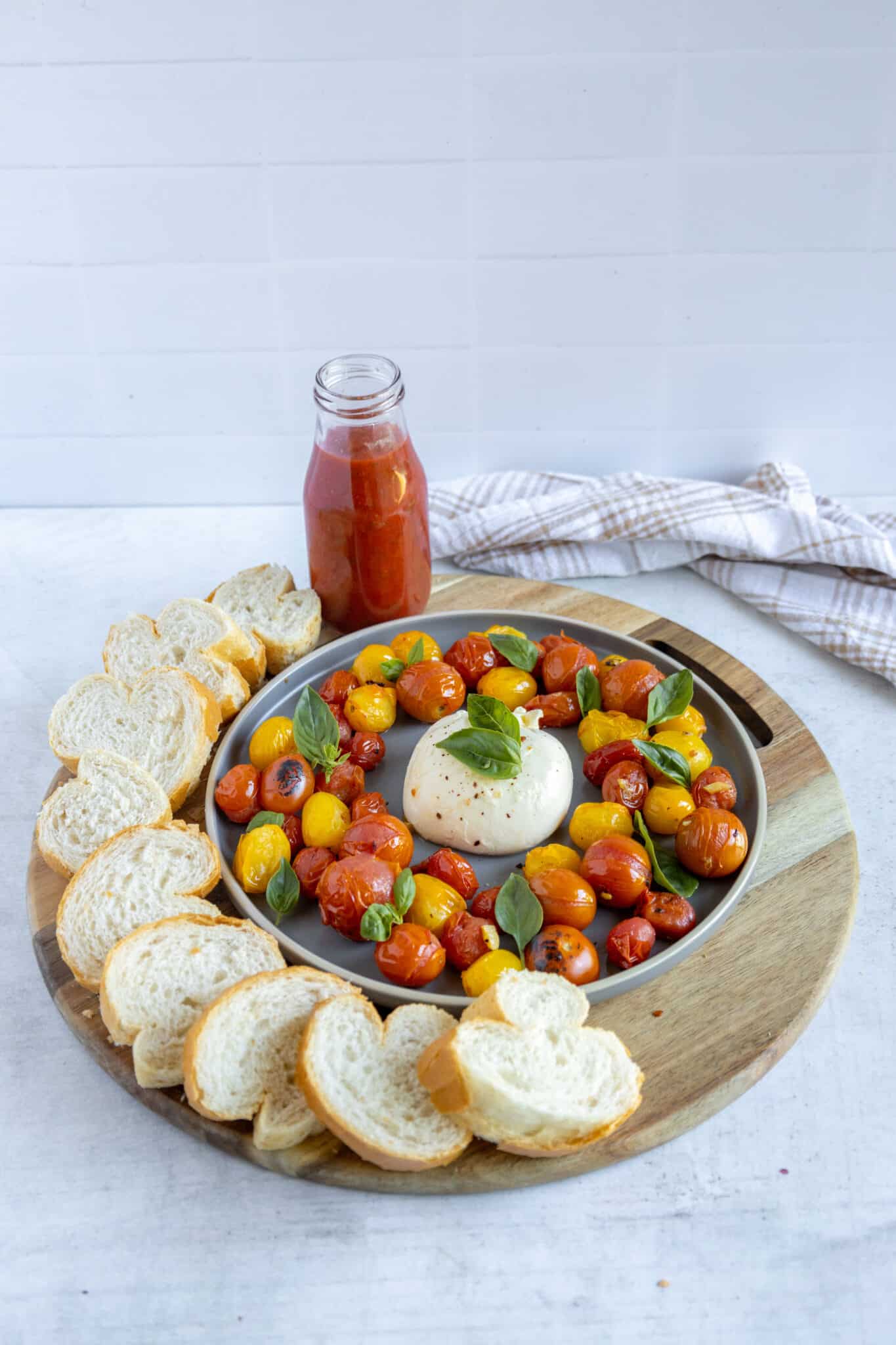 Roasted Tomatoes & Burrata Appetizer - Cream Cheese + Lemon Squeeze