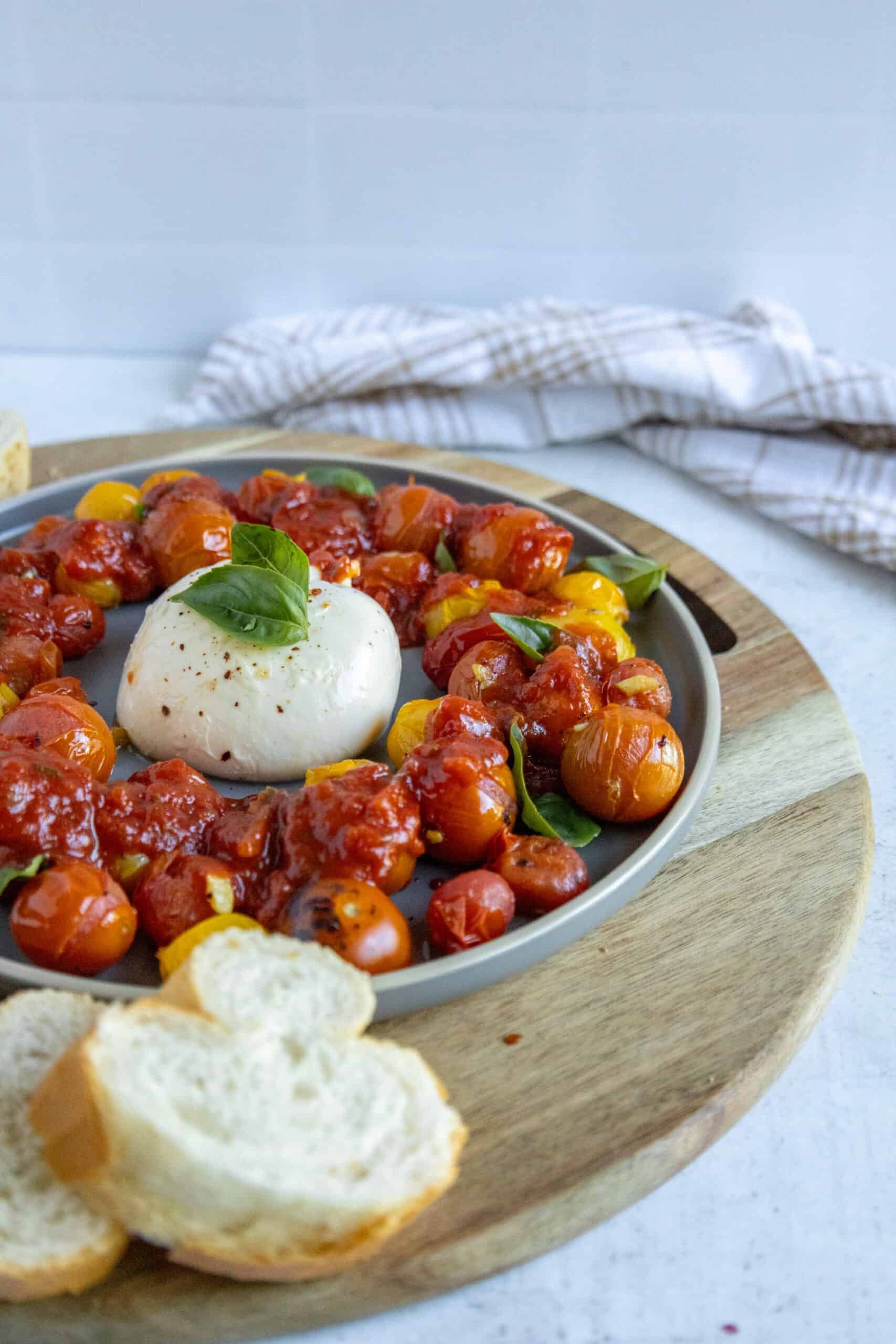 Roasted Tomatoes & Burrata Appetizer - Cream Cheese + Lemon Squeeze