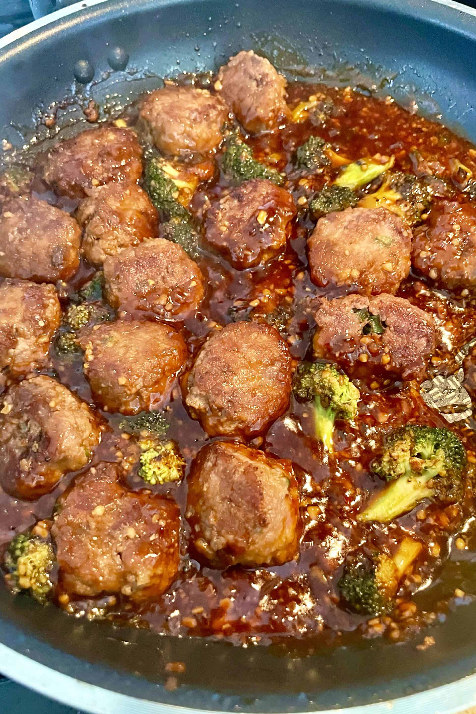 Broccoli & Honey-Glazed Meatball Stir-Fry - Cream Cheese + Lemon Squeeze