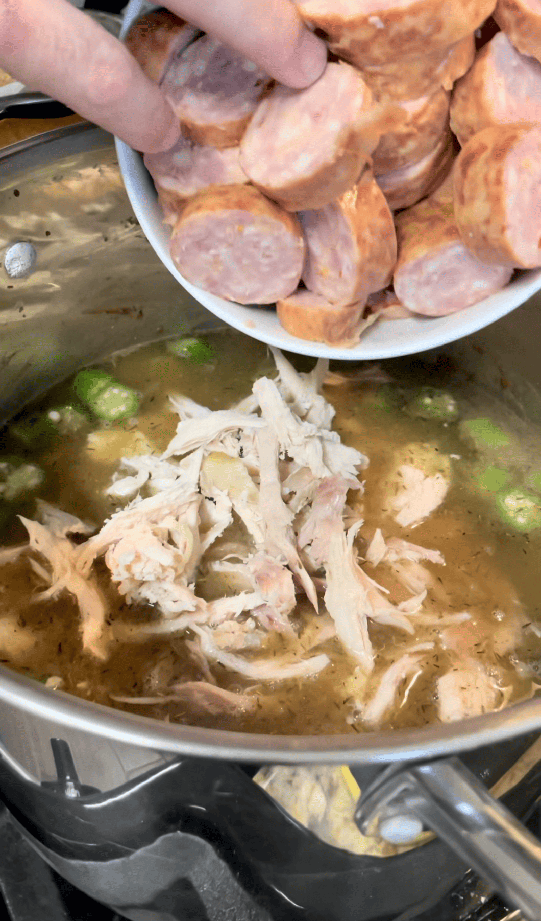 Leftover Turkey Gumbo with Sausage - Cream Cheese + Lemon Squeeze